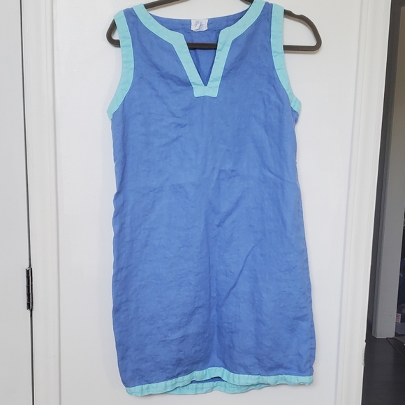 Sigrid Olsen | Dresses | Sigrid Olsen Blue Linen Sleeveless Dress With ...